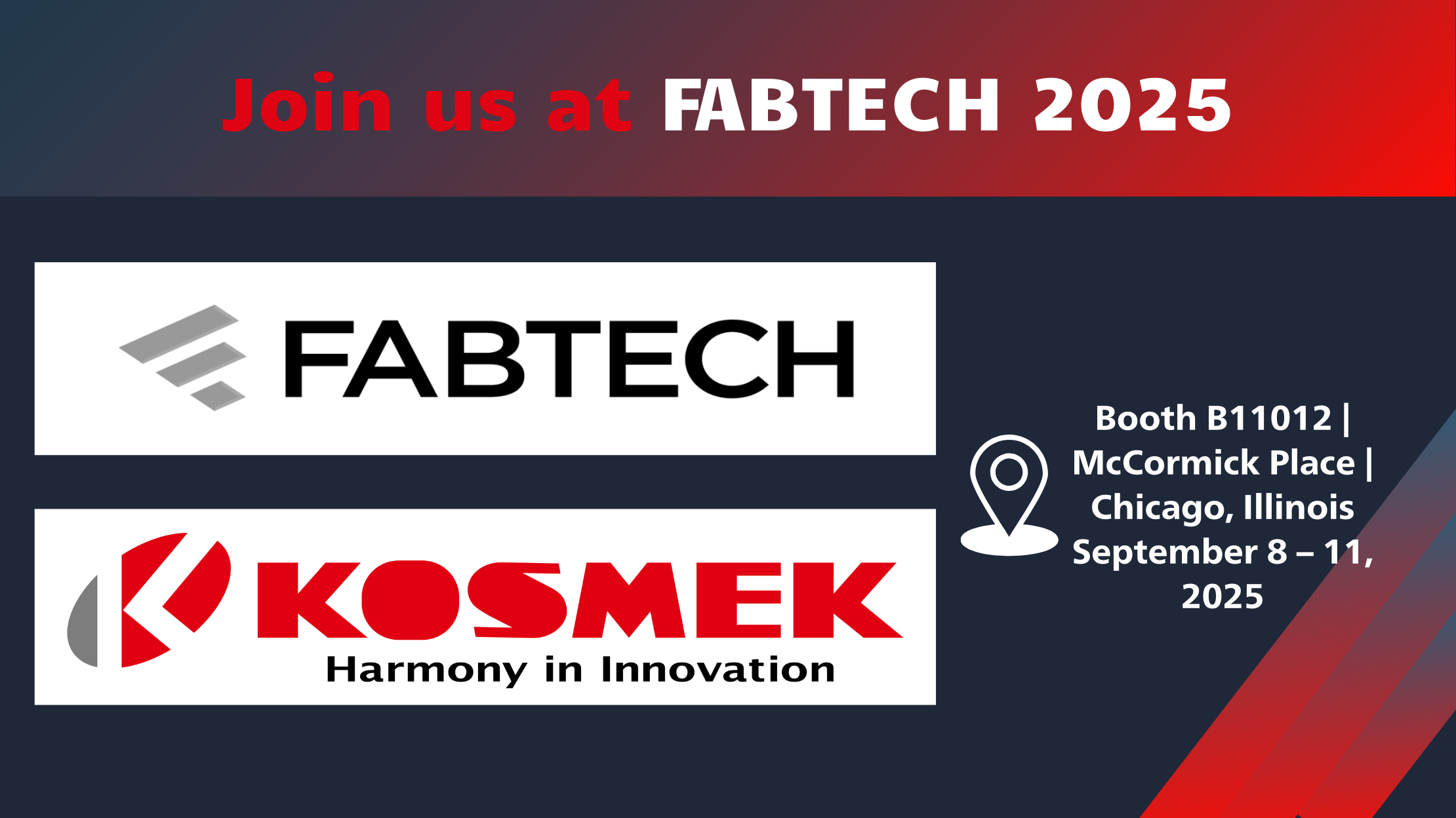 【Sep 8-11】KOSMEK to Exhibit at FABTECH 2025 in CHICAGO - KOSMEK USA